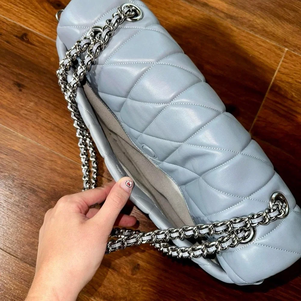 Coach | Bags | Coach Quilted Tabby Light Blue Leather Shoulder Bag ...